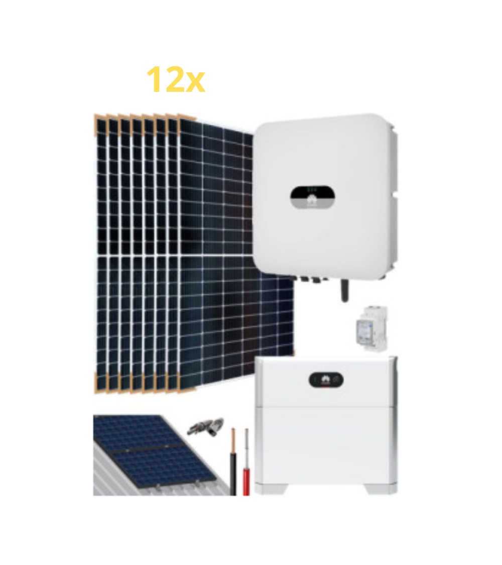 KIT SOLAR CONEXIÓN A RED HIBRIDO 5,4KW HUAWEI 6KW. 27KW/DÍA Y BATERÍA 5KW